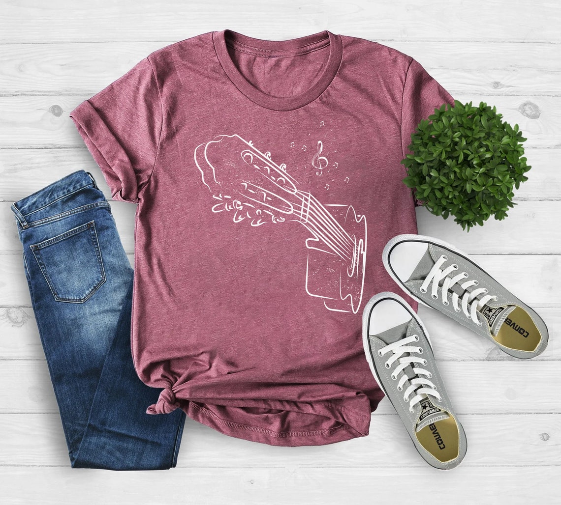 Acoustic Guitar T-shirt, Musician Tee, Guitar Player Gift for Men, Cool ...