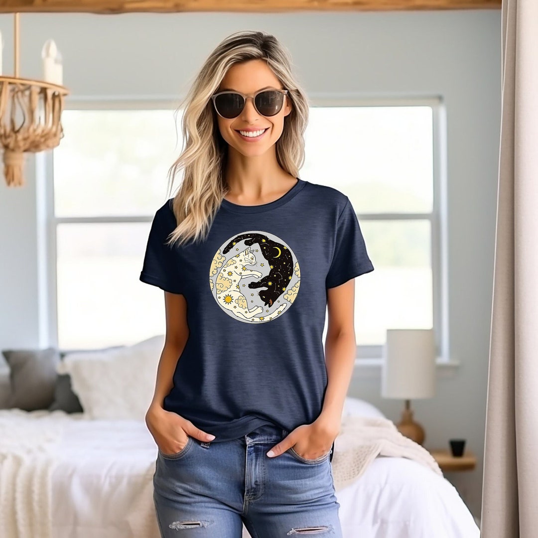 Cats and Moon Shirt, Celestial Cat Sweatshirt, Celestial Shirts, Moon ...