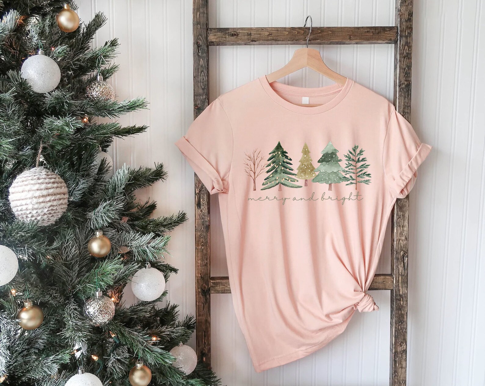 Merry and Bright Trees Women's Christmas Shirt Womans - Etsy