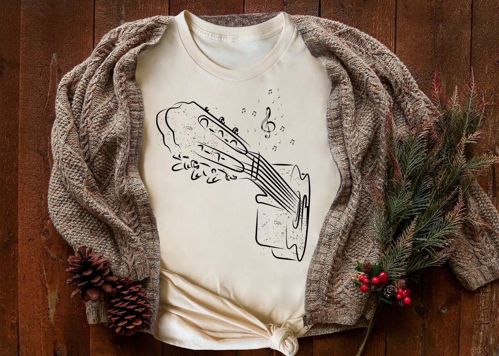 Acoustic Guitar T-shirt, Musician Tee, Guitar Player Gift for Men, Cool ...