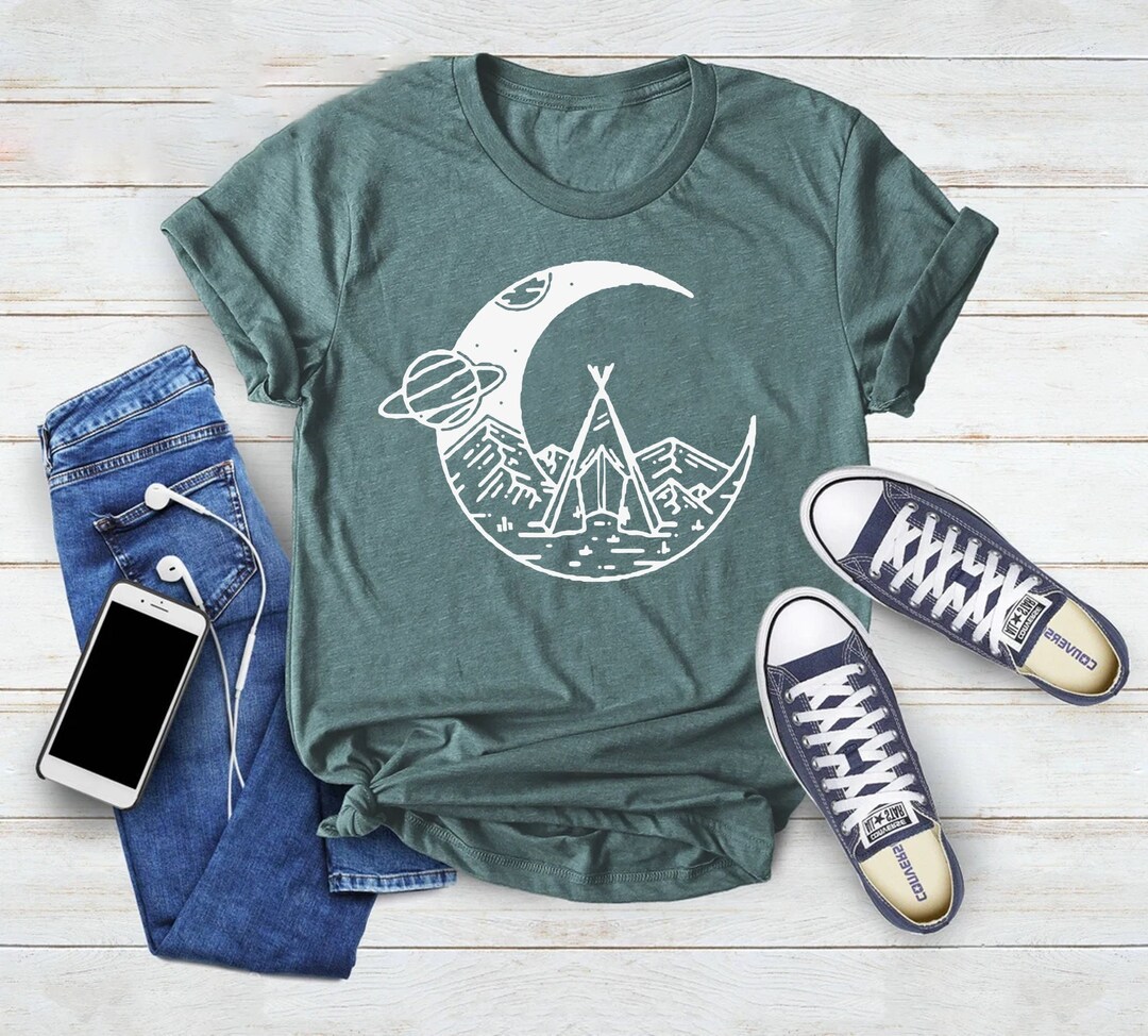 Moon and Camp Shirt, Moonlight Shirt, Camping Shirt, Travel Shirt ...