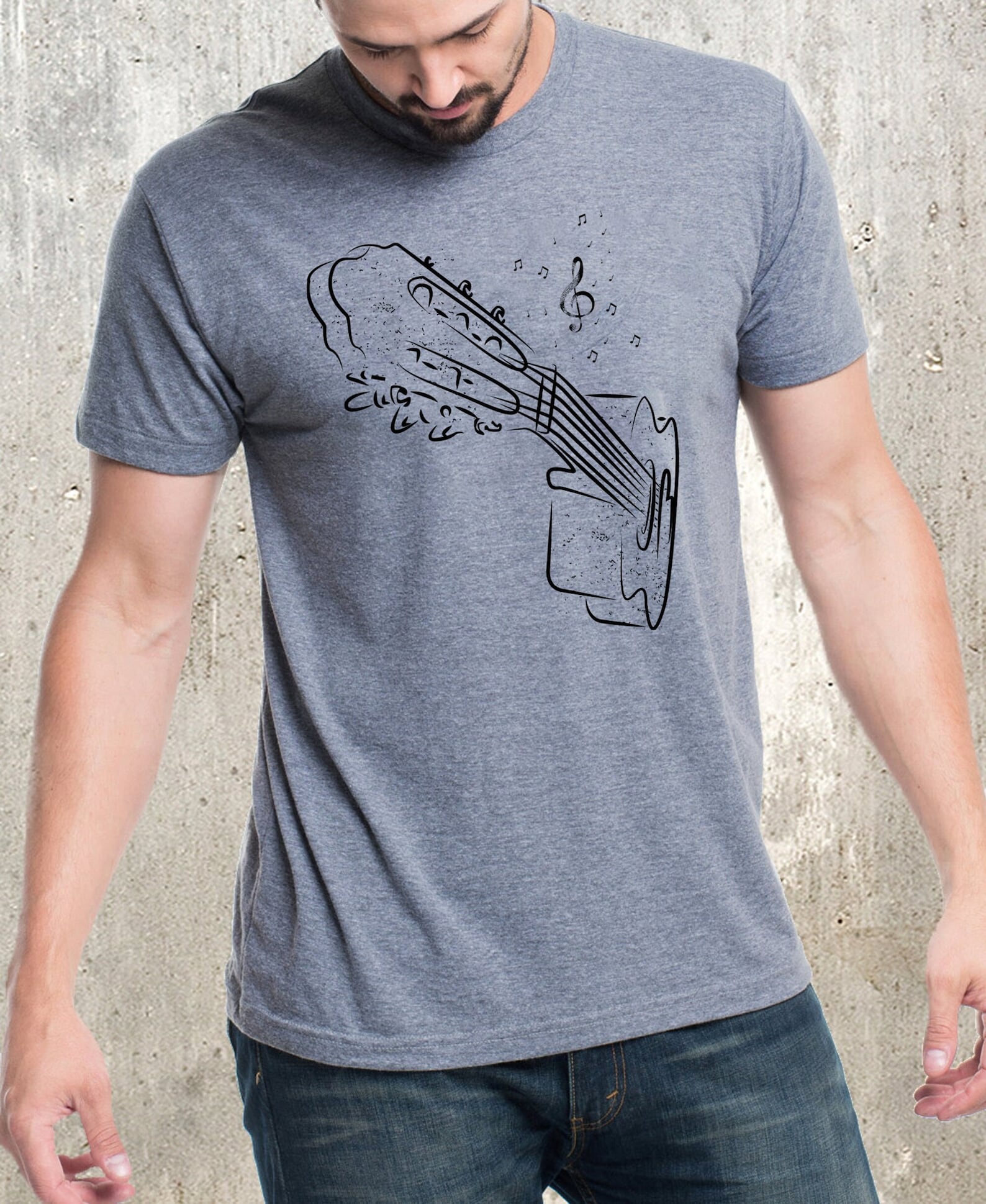 Acoustic Guitar T-shirt, Musician Tee, Guitar Player Gift for Men, Cool ...