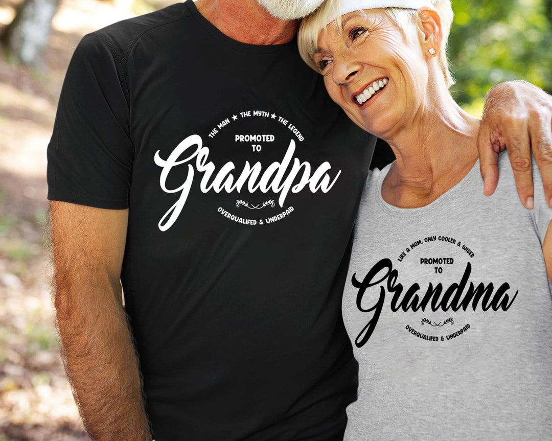 Promoted to Grandpa and Grandma Matching Tshirts, Gift for New ...