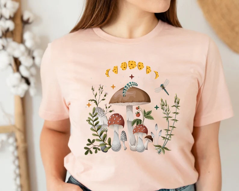 Mushroom Shirt,cottagecore Shirt,light Academia Fairy Core Mushroom ...