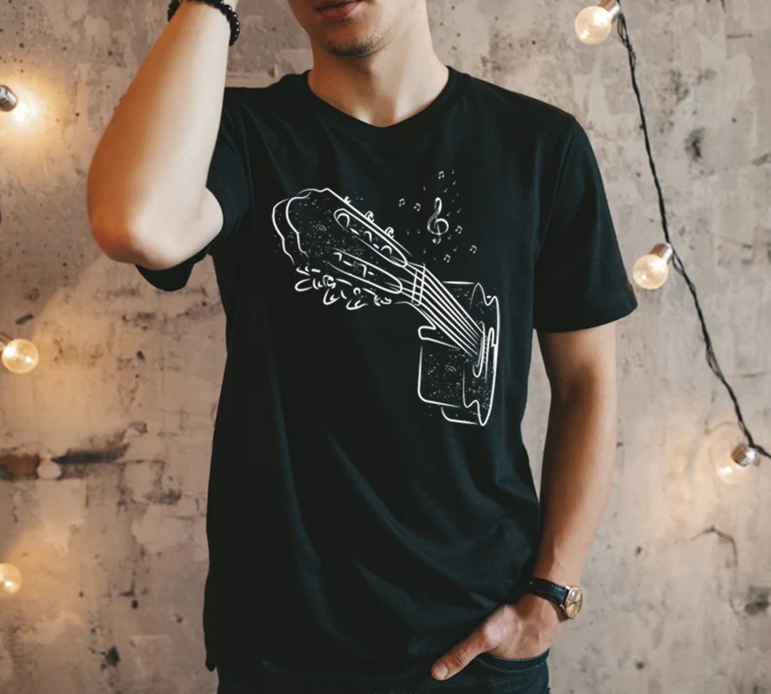 Acoustic Guitar T-shirt, Musician Tee, Guitar Player Gift for Men, Cool ...