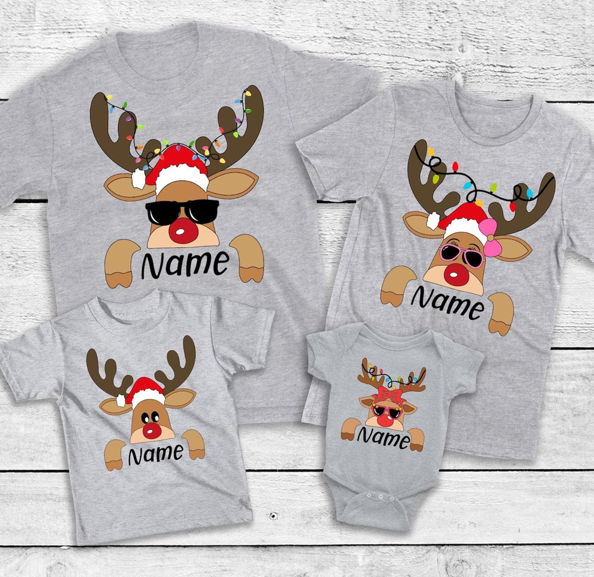 Reindeer Family Christmas Shirt, Personalized Christmas Family Shirt ...