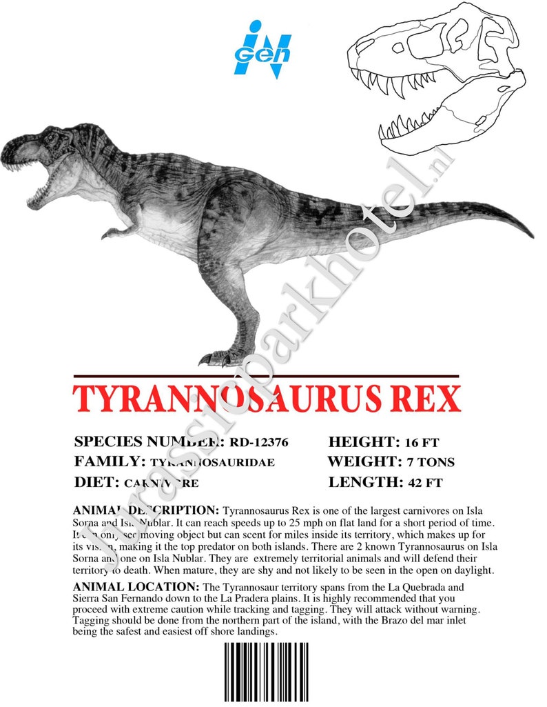 Ingen Dino Fils Jurassic Park - Etsy