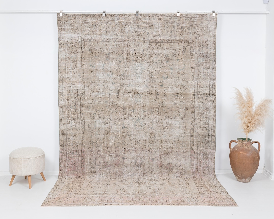 10x7 Vintage Rug, Antique Rug, Turkish Rug, Low Pile Rug, Area Rug ...