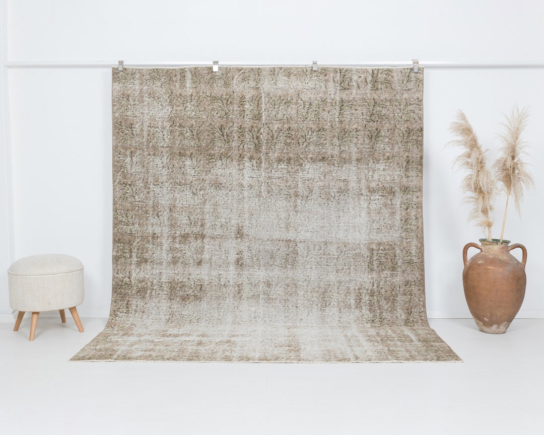 7x8 Turkish Rug, Distressed Neutral Turkish Rug, Antique Handmade Rug ...