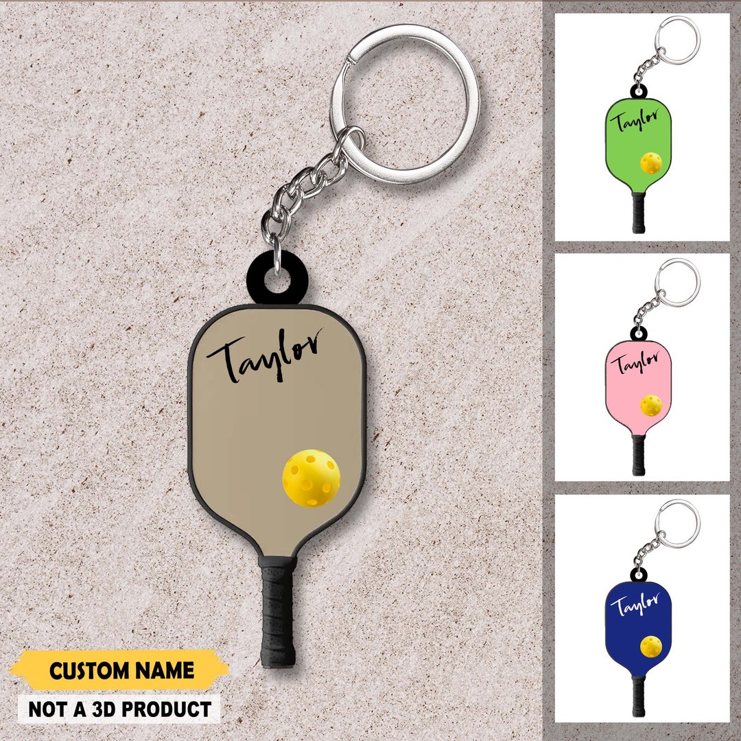 Pickleball Paddle 2D Keychain Custom Pickleball Keychain - Etsy
