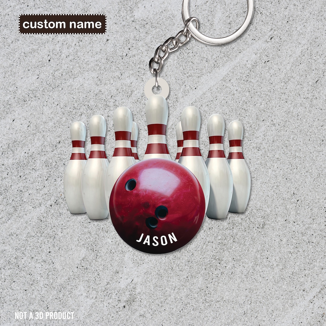 Bowling 2D Flat Keychain, Bowling Personalized Keychain, Gift for ...