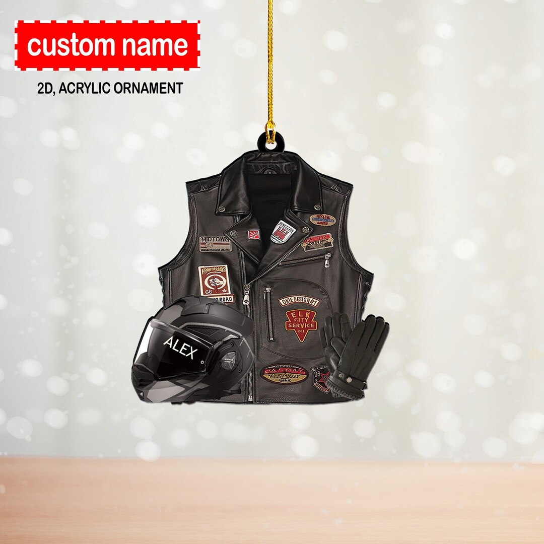 Biker Jacket Custom Christmas Ornament, Motorcycle Flat Ornament ...