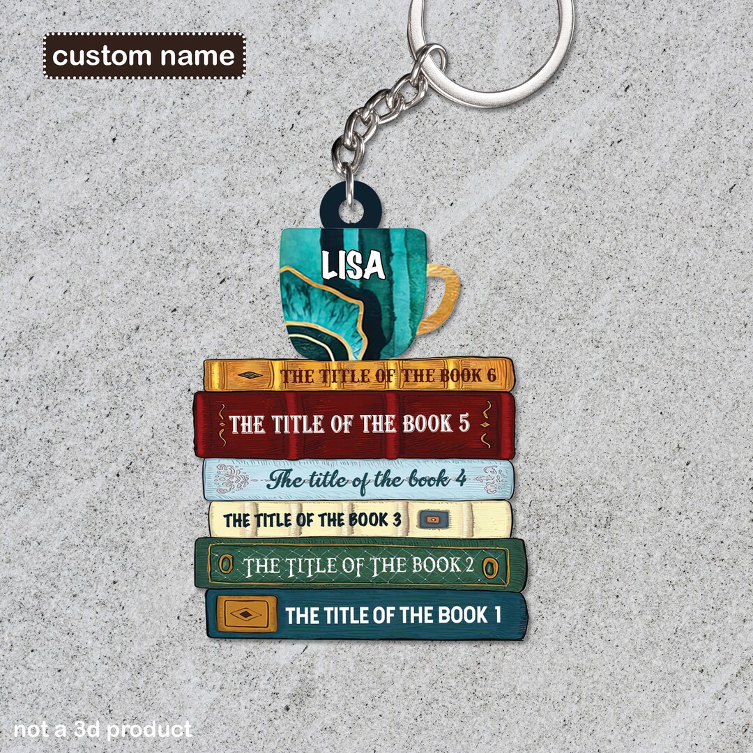Custom Book Titles Keychain, Personalized Book Keychain, Gift for Book ...