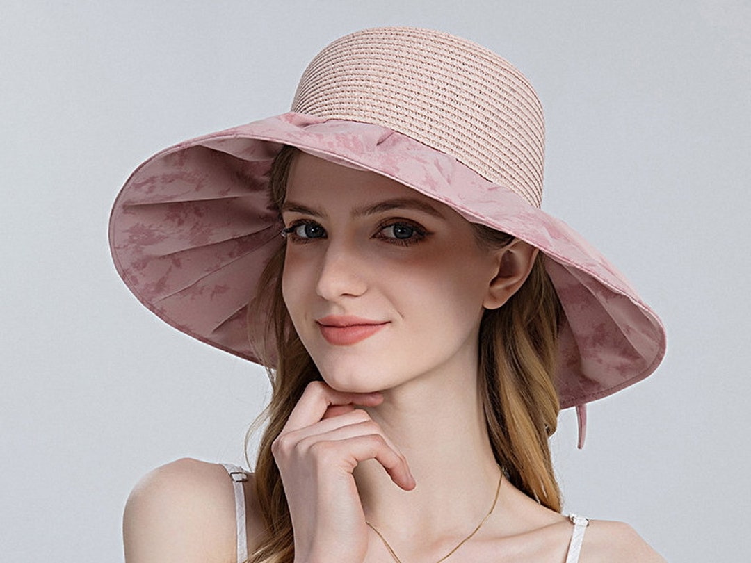 Tie-dye Straw Hat Female,large Eaves Bow Hat,sun Hat,beach Hat,vacation ...