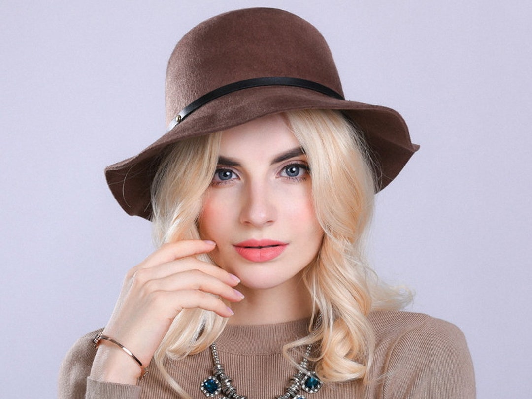 Women's Winter Bungee Bucket Hat Stitched Wool Flower Fall Autumn ...