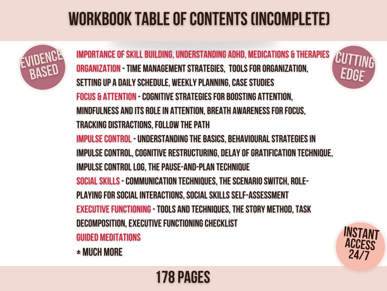 Adult ADHD Skills Workbook: Executive Functioning & Organization (PDF ...