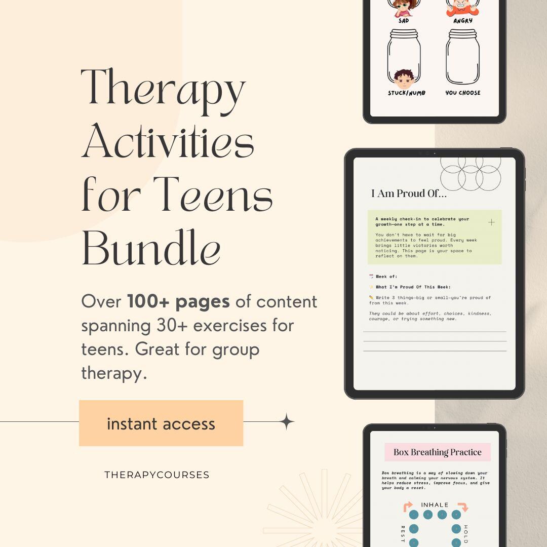 Therapy Activities for Teens Worksheets: Bundles CBT, ACT, DBT ...