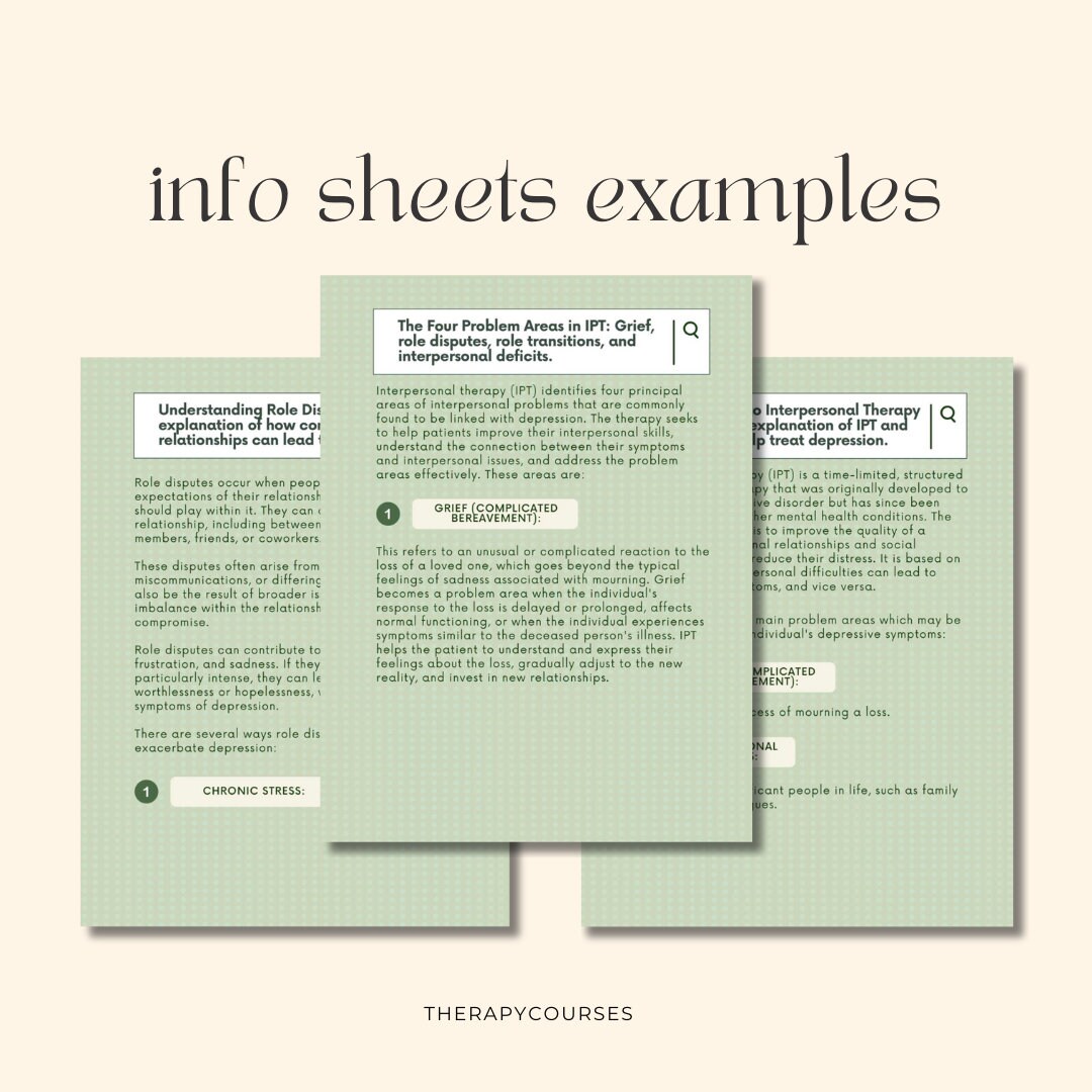 Interpersonal Therapy Worksheets Techniques - IPT Worksheets, Greif ...