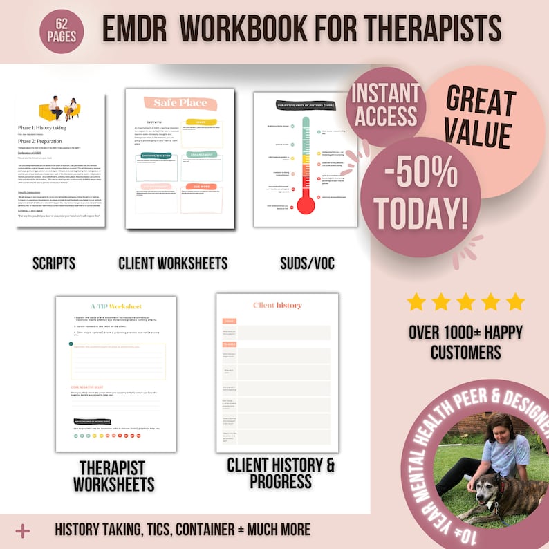 Printable EMDR Worksheets PDF Bundle PTSD, Scripts, History Taking ...