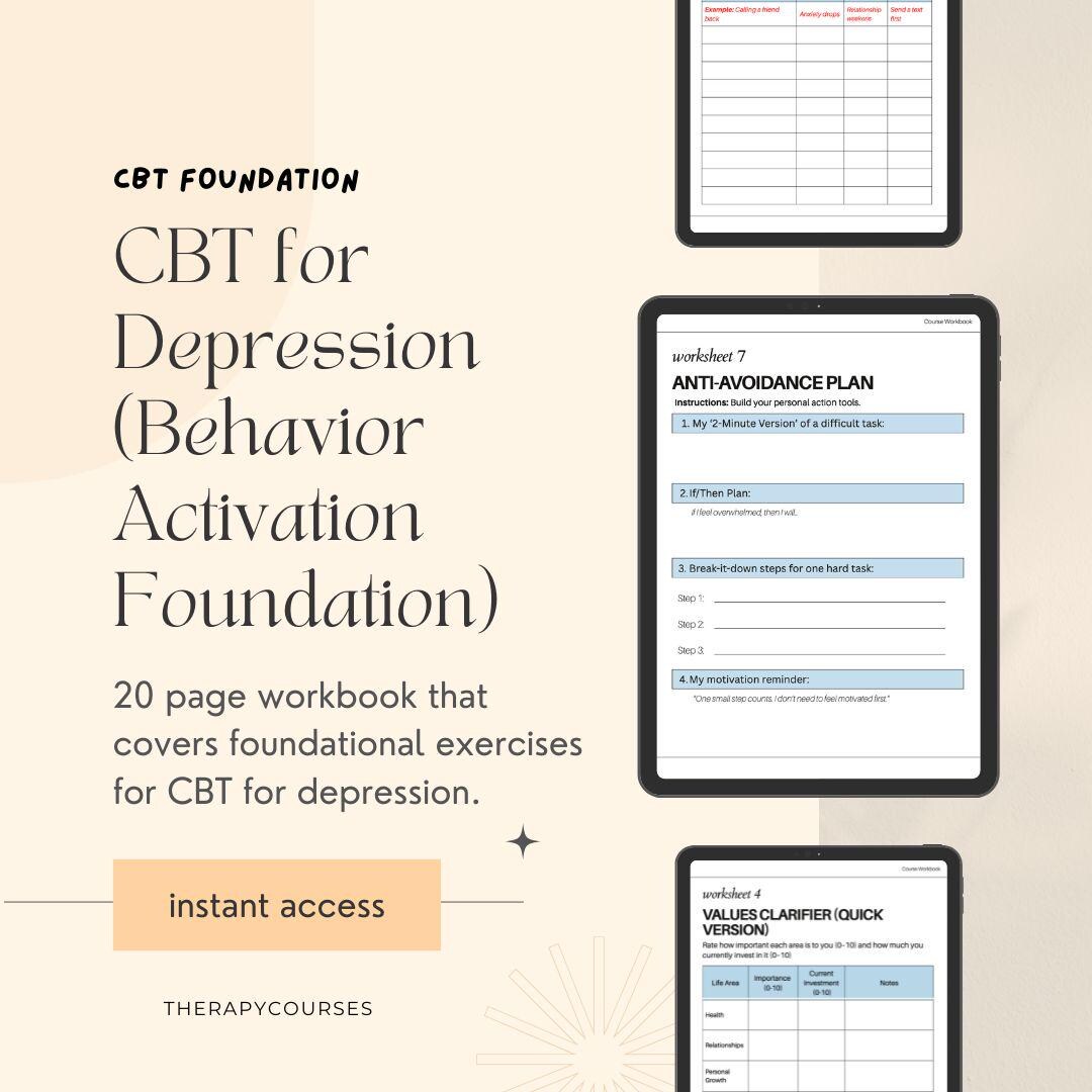 CBT for Depression Worksheets: Behavioral Activation Foundation ...