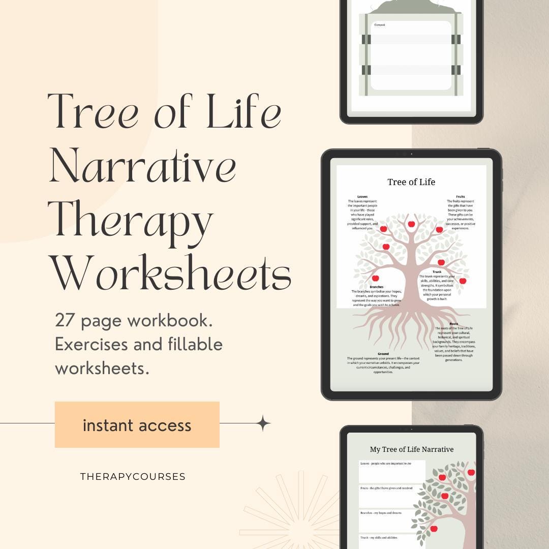 Narrative Therapy Tree of Life Worksheets - Self-help, Handouts for ...