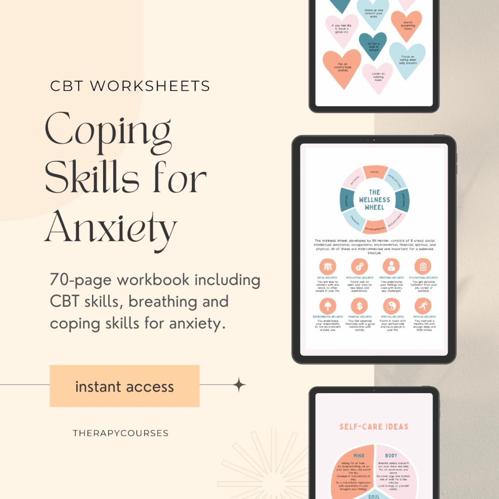 Coping Skills Worksheets for Anxiety - CBT Anxiety Worksheets, Teens & Adults, Anxiety Workbooks ...