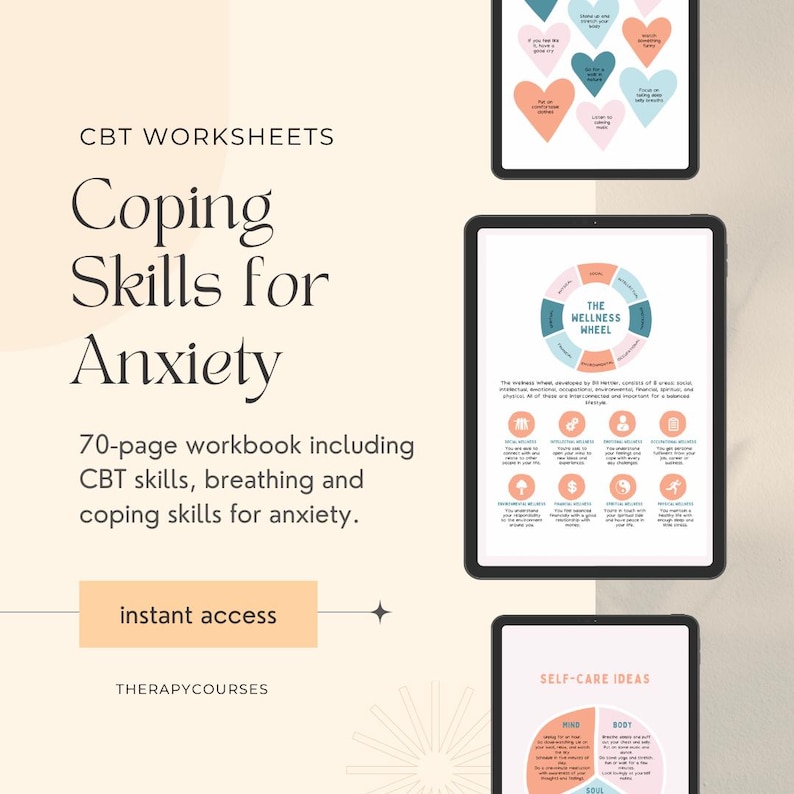 Coping Skills Worksheets for Anxiety - CBT Anxiety Worksheets, Teens ...