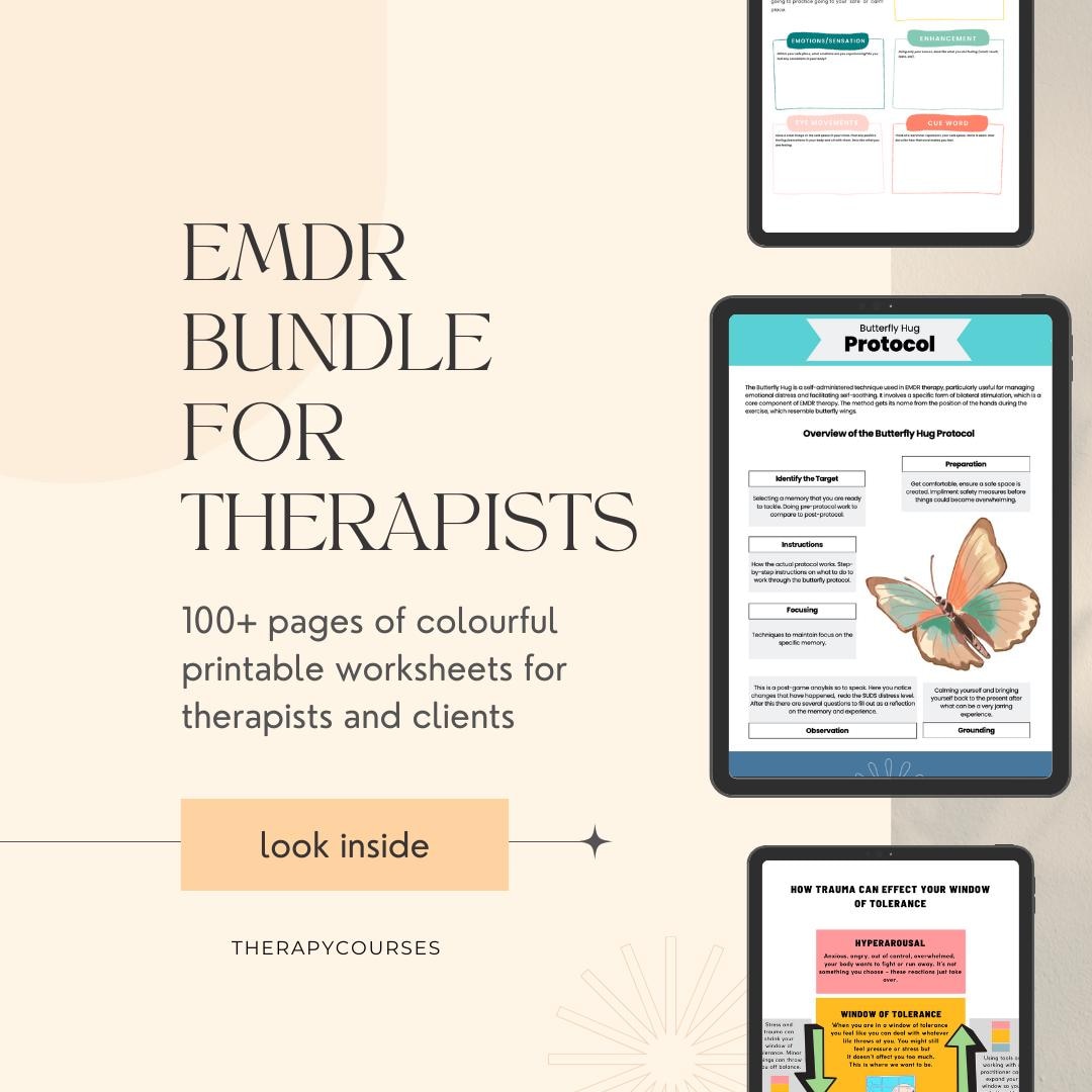 EMDR Worksheets Bundle: Therapist Scripts, History, Assessment, Window ...