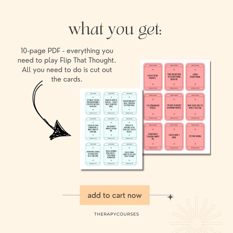 Flip That Thought! CBT Therapy Game, Therapy Tool (1:1, Groups, Teens ...
