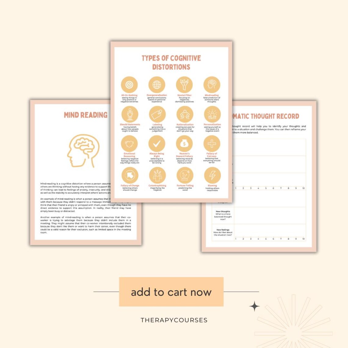 Cognitive Distortions Worksheets: CBT Tools, Handouts, Posters ...