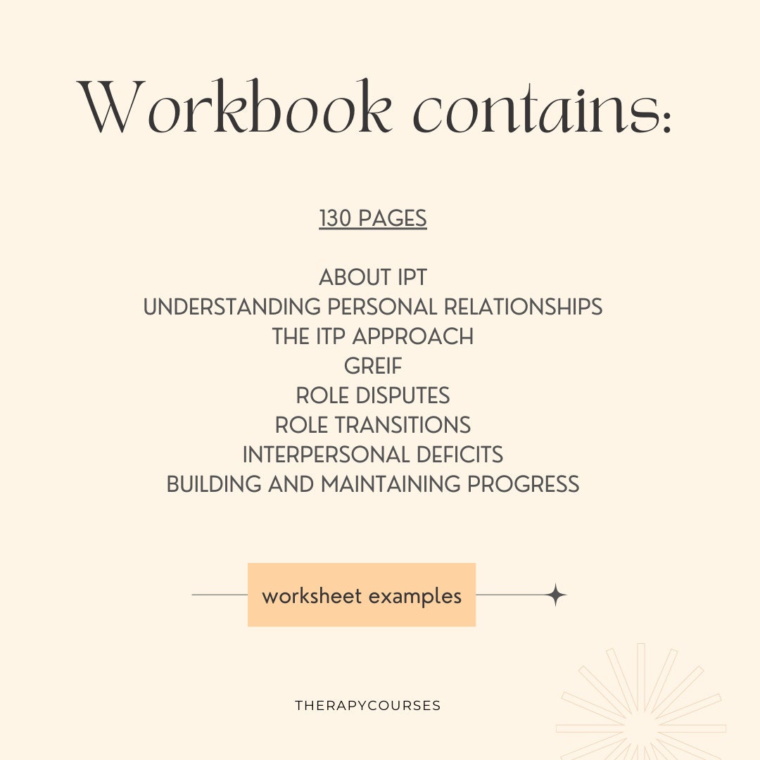 Interpersonal Therapy Worksheets Techniques - IPT Worksheets, Greif ...