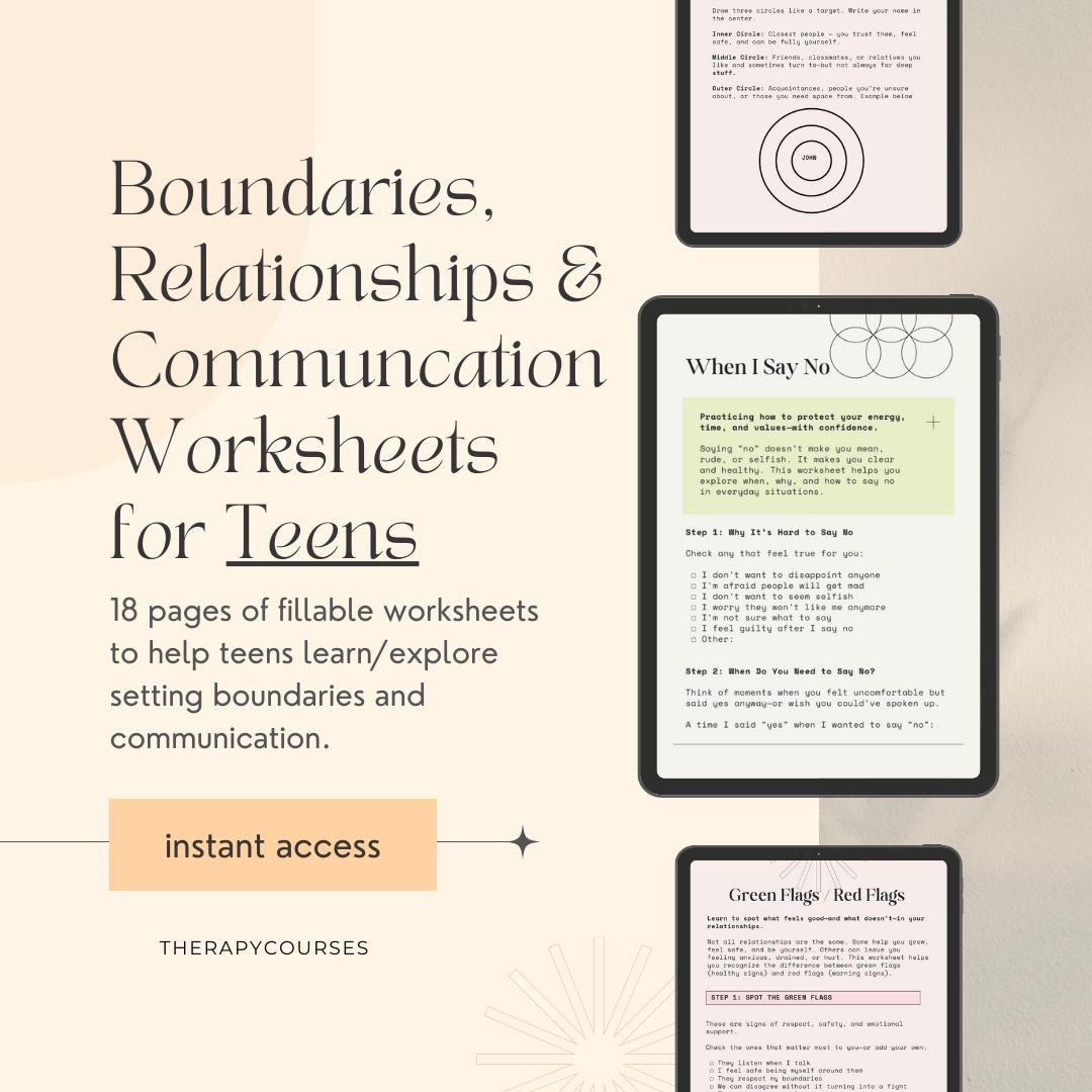 Boundaries Worksheets for Teens: Healthy Relationships & Respect ...