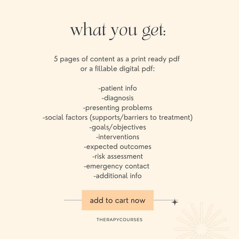 Therapist Treatment Plan Template: Editable Goal & Objective PDF ...