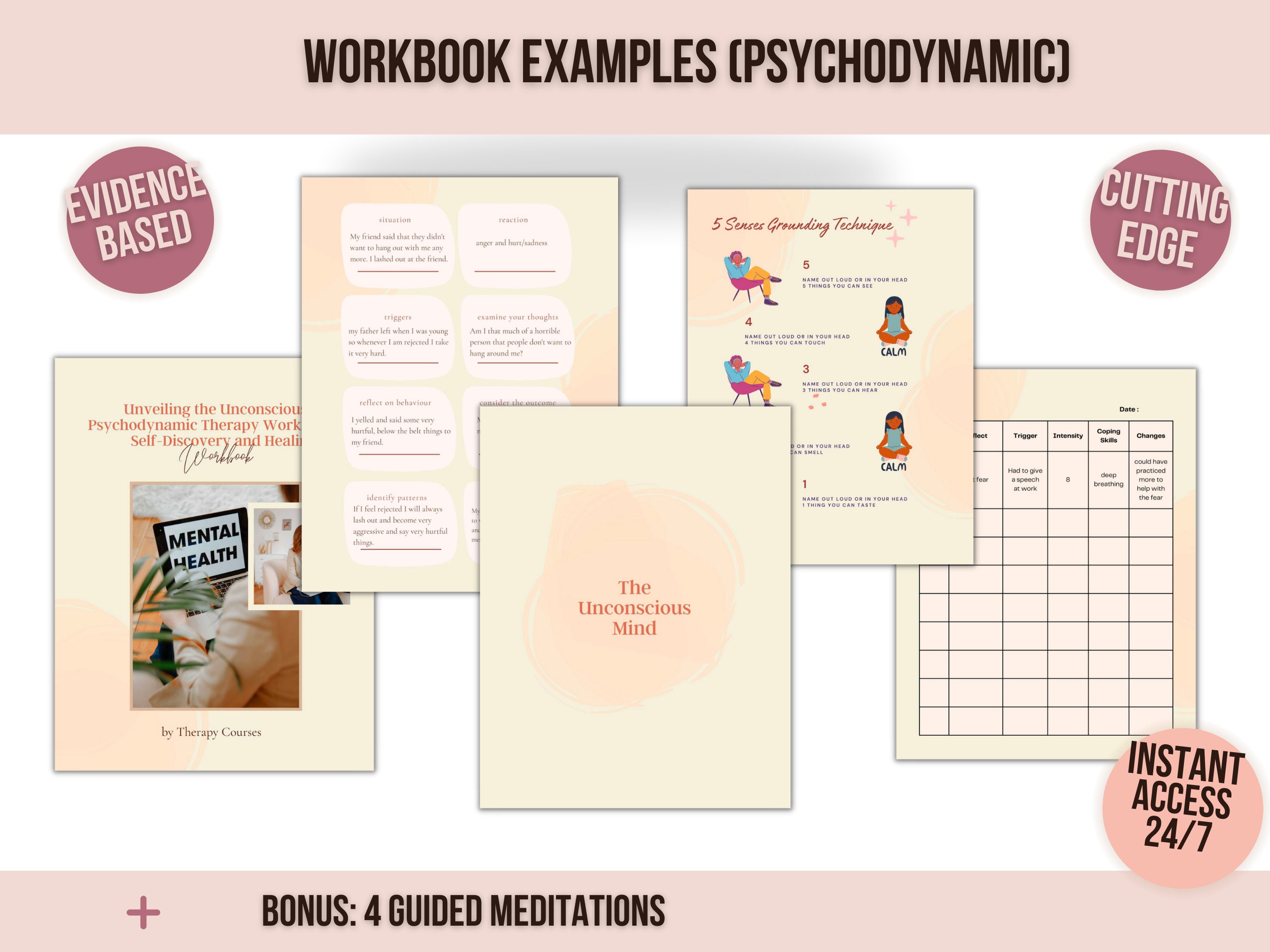Psychodynamic Therapy Worksheets Techniques PDF Depression Workbook ...