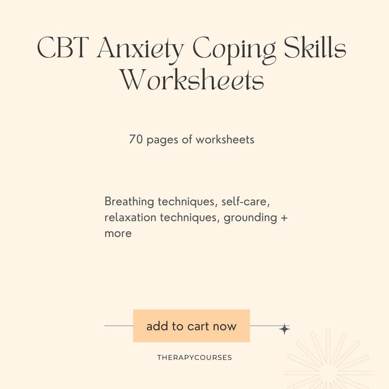 Coping Skills Worksheets for Anxiety - CBT Anxiety Worksheets, Teens ...