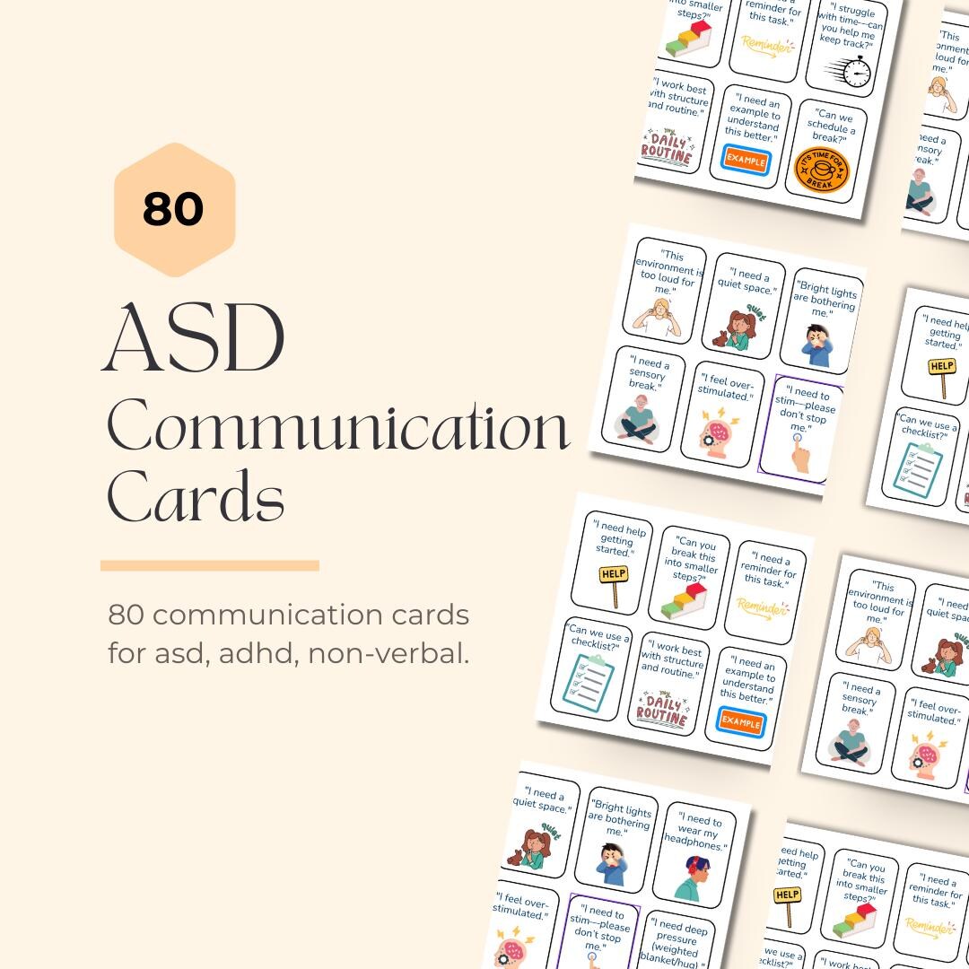 80 Communication Cards for Autism, ASD, Nonverbal - Teens & Adults ...