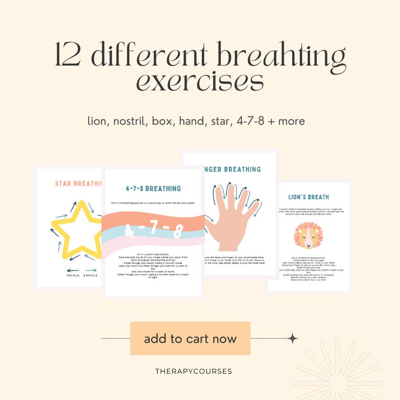 Anxiety Breathing Exercises Posters Worksheets - Coping Skills CBT ...