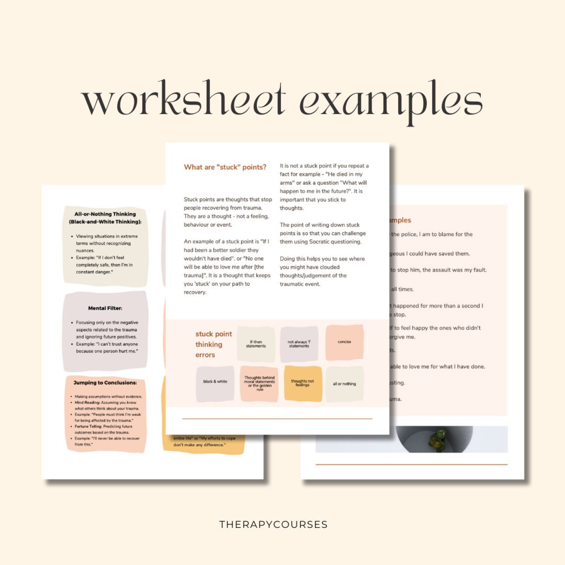CPT Stuck Point Worksheet: Trauma & PTSD Therapy (PDF) - Etsy