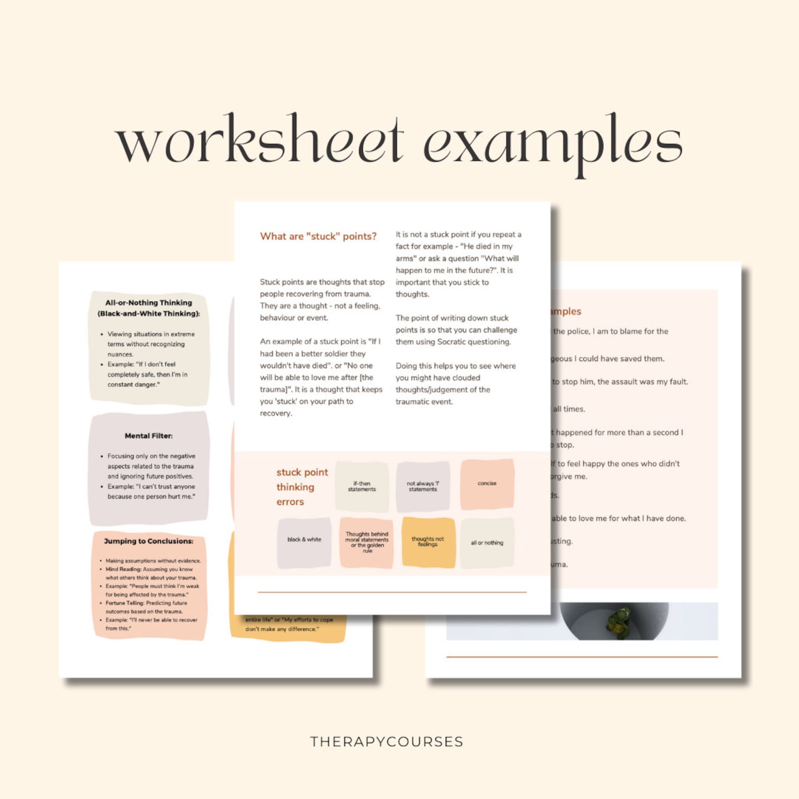 CPT Stuck Point Worksheet: Trauma & PTSD Therapy (PDF) - Etsy