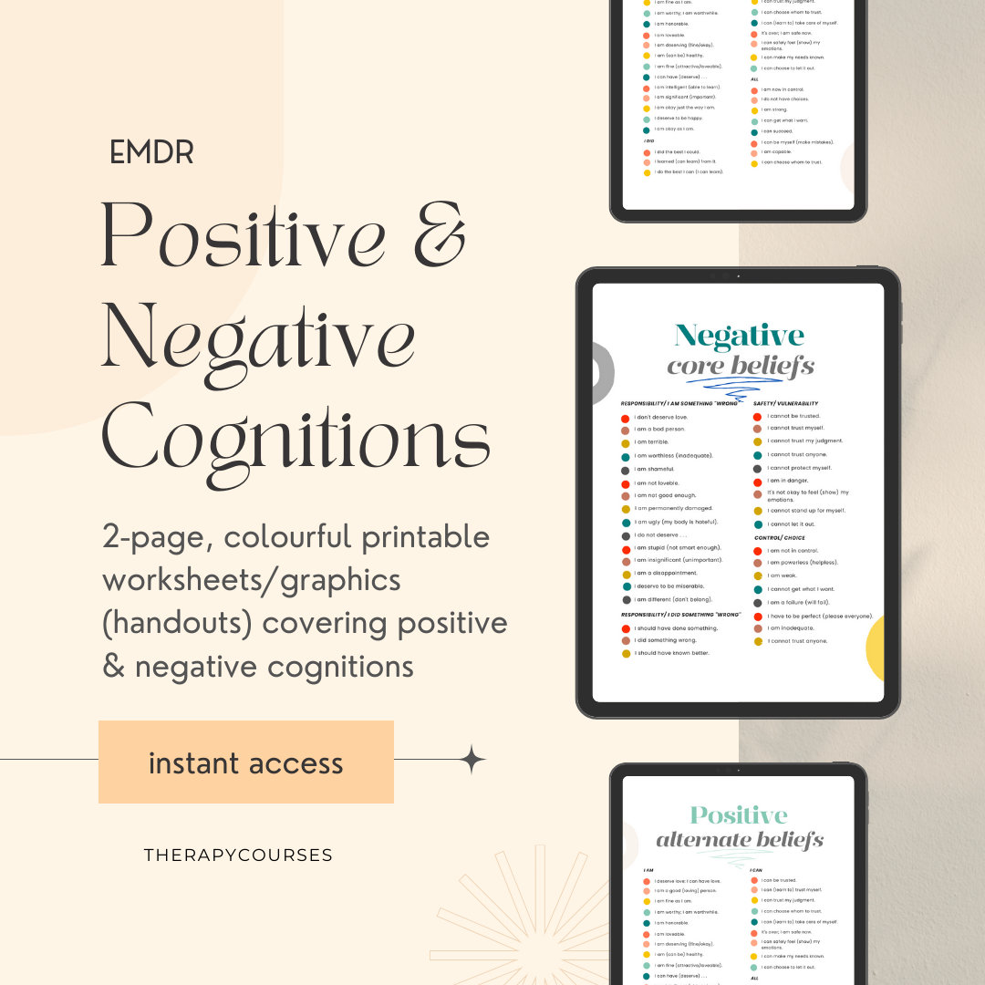 EMDR Cognitions Worksheet: Positive & Negative Beliefs (PDF Download ...