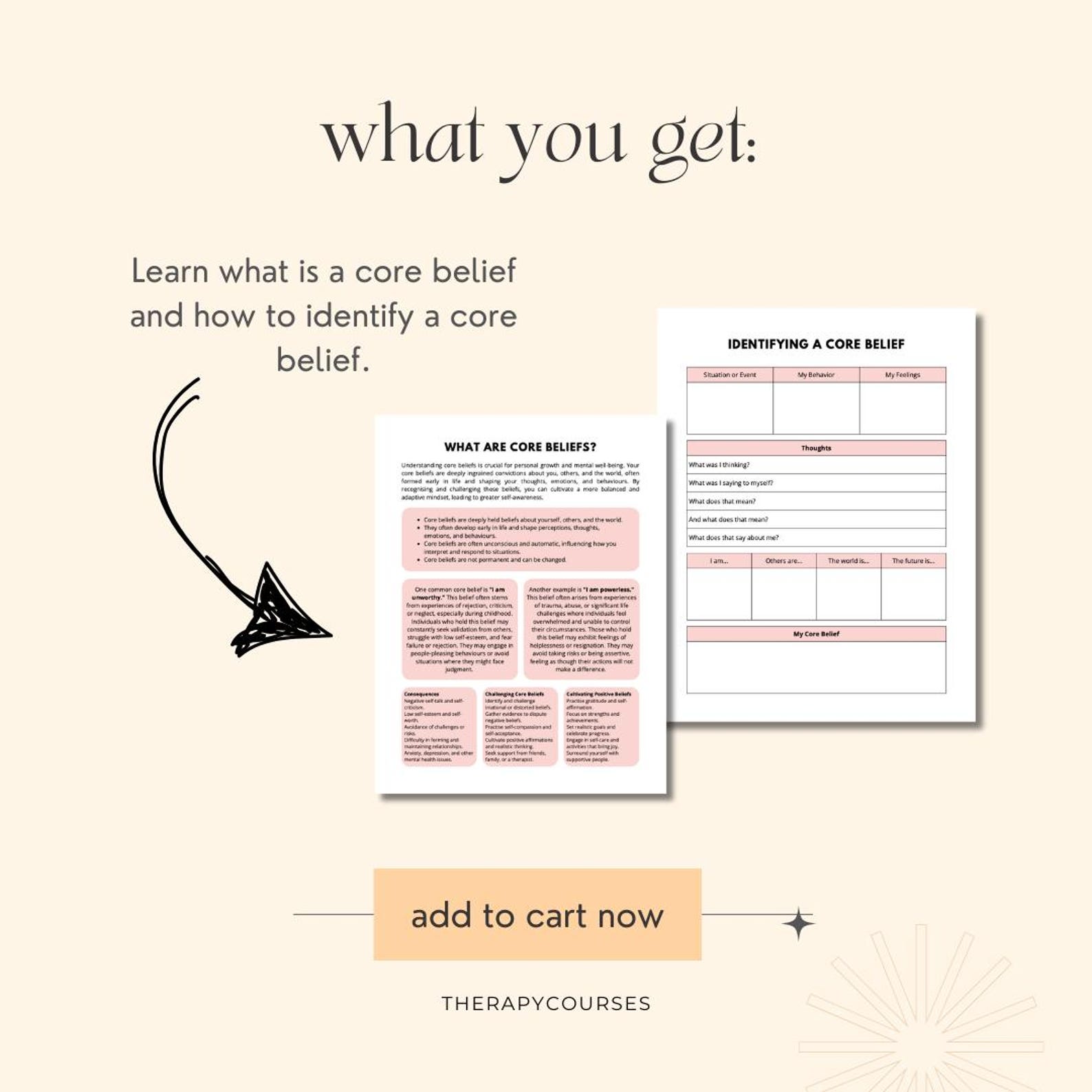 Core Beliefs Worksheet - Help Discover Your Core Beliefs, Core Beliefs ...