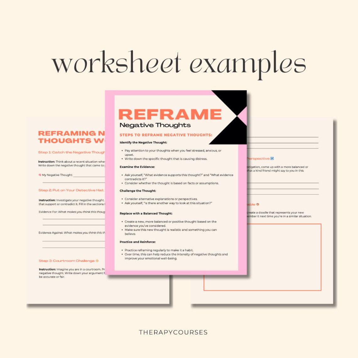 Reframing Negative Thoughts Worksheet: Positive Self-talk Activity ...