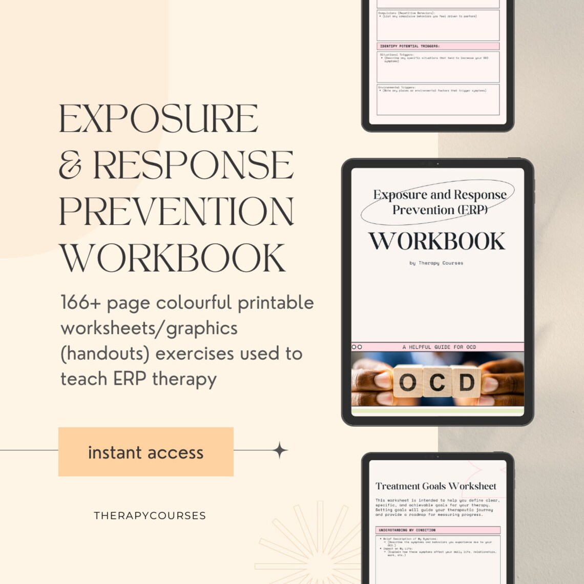 ERP Therapy Workbook: Exposure & Response Prevention, OCD, Anxiety (PDF ...