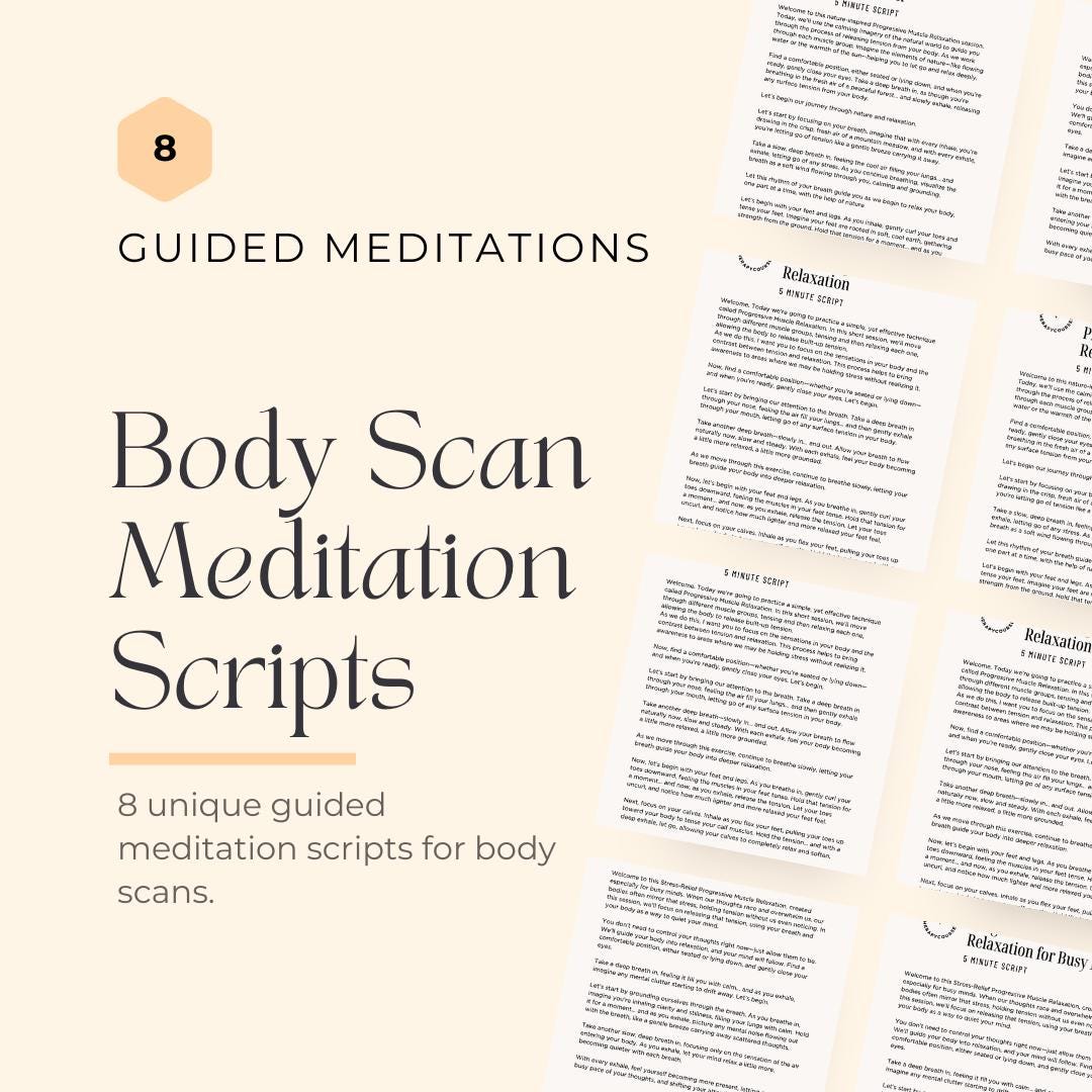 8 Body Scan Meditation Scripts - Guided Meditation Scripts, Therapy ...