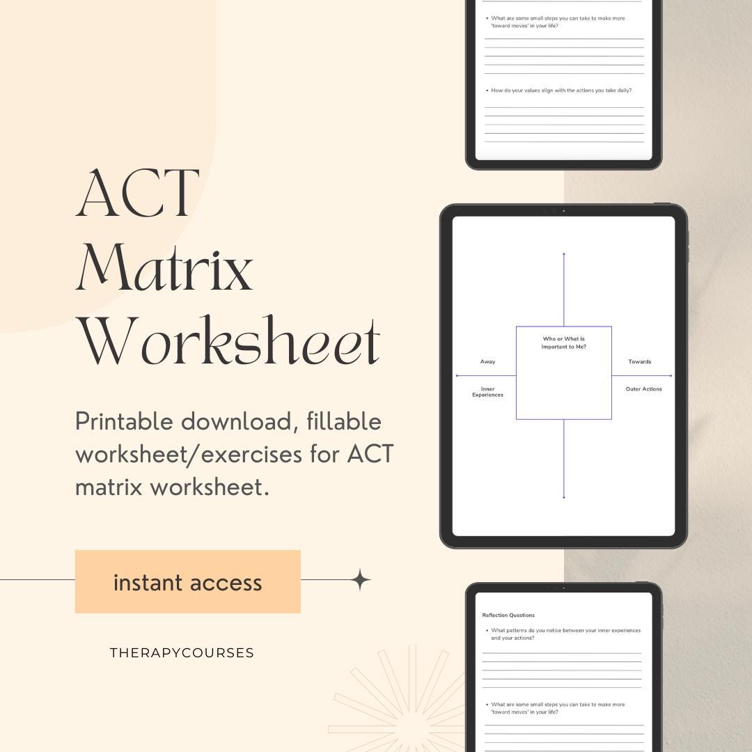 ACT Matrix Worksheet Pdf - Acceptance & Commitment Therapy Exercises ...