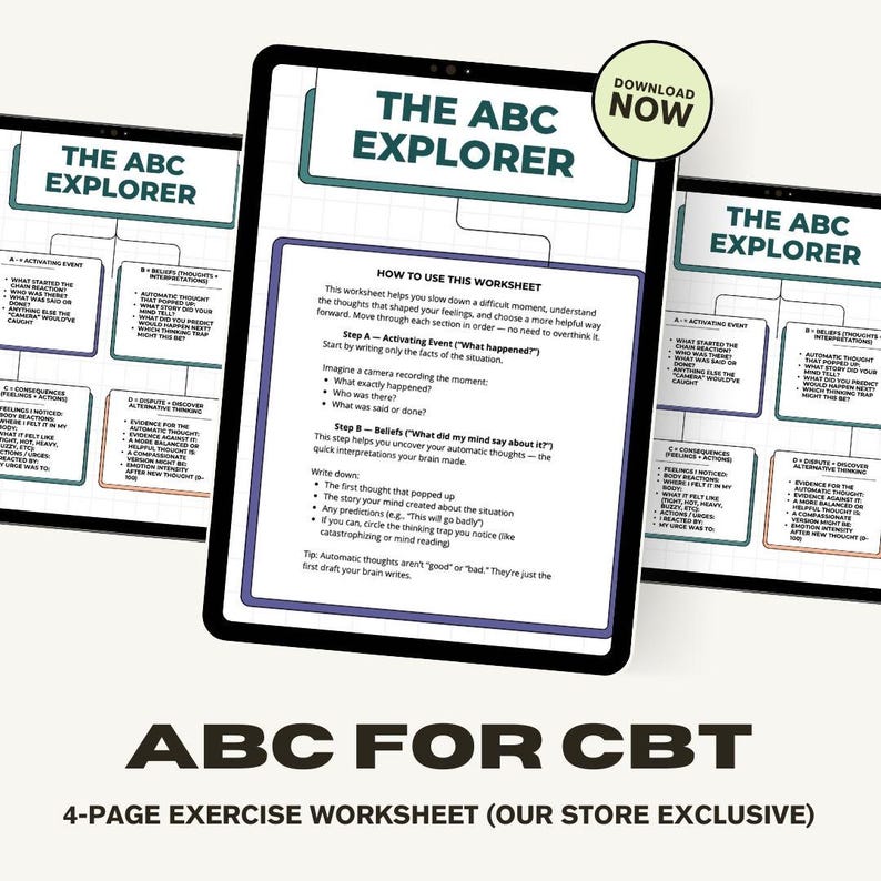 CBT for ABC Explorer Worksheet — Modern Cognitive Behaviour Therapy ...