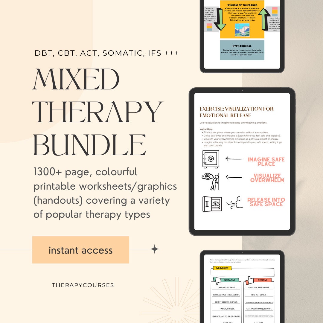 Therapy Worksheets Bundle, 1300+ Pages Therapy Workbook Mega Bundle ...