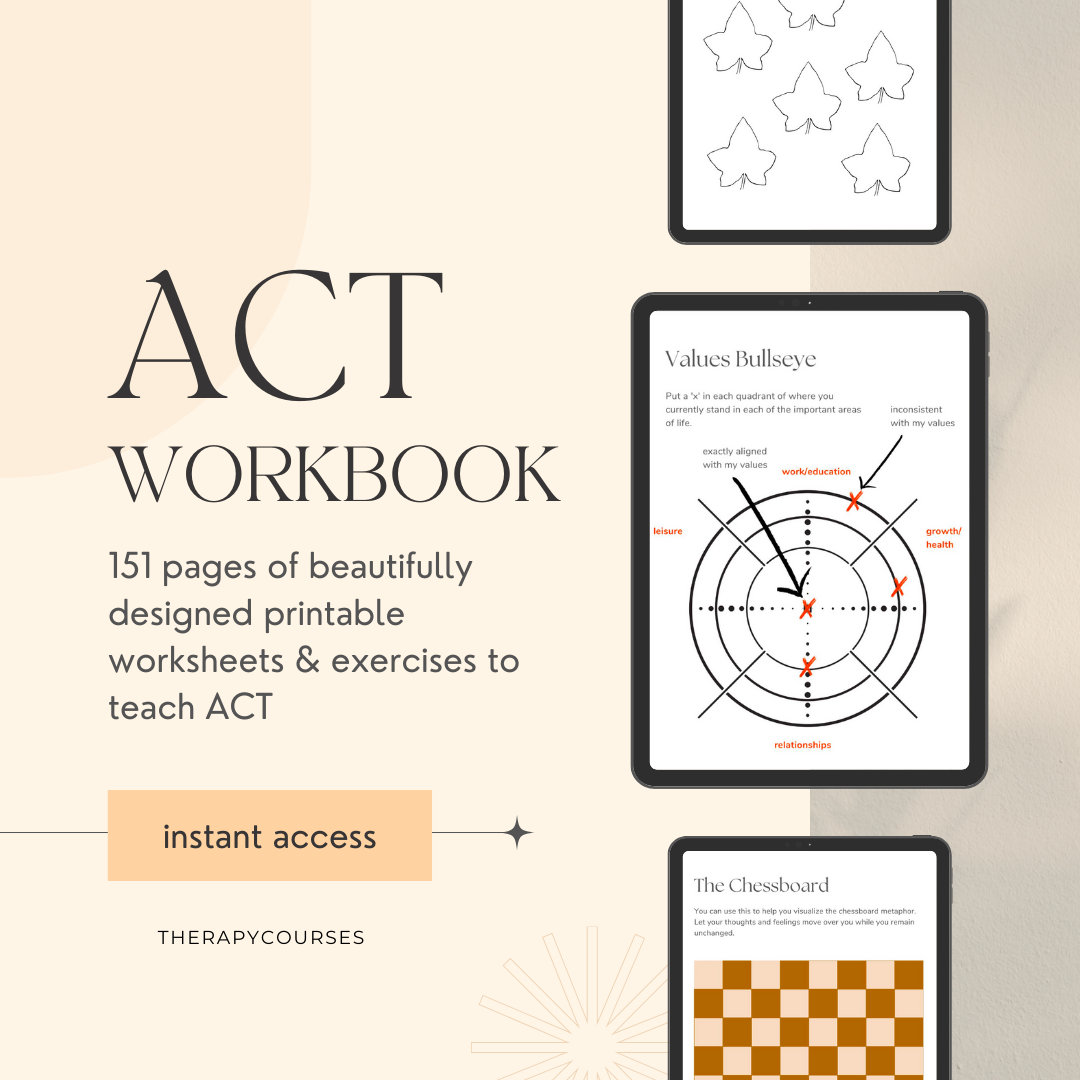 ACT Workbook - Acceptance & Commitment Therapy Book, ACT Worksheets ...