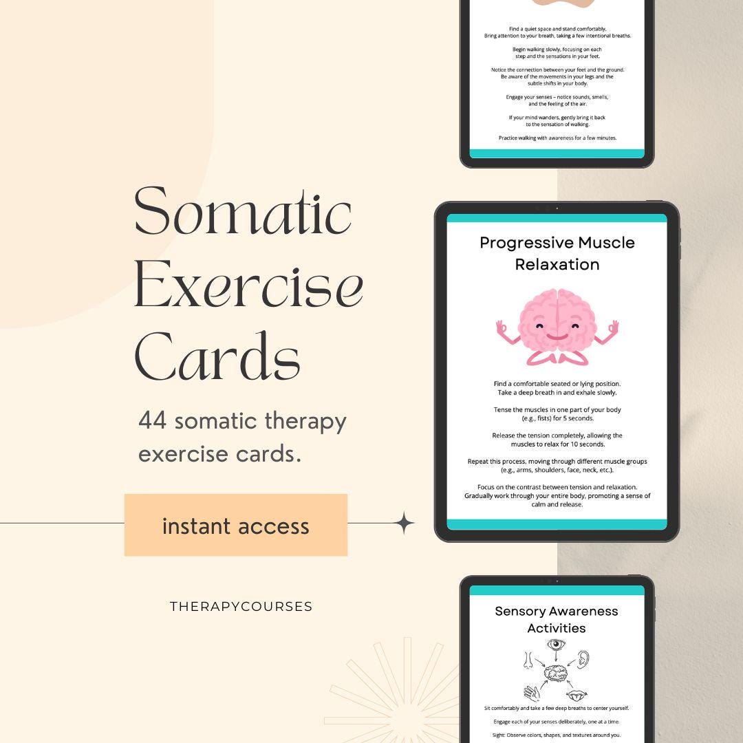 44 Somatic Exercise Cards: Handout Flashcards for Somatic Therapy ...