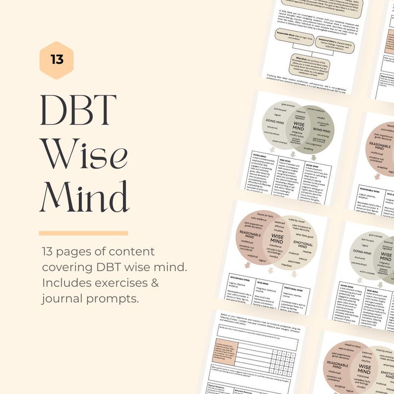 DBT Wise Mind Worksheets: Skills & Journal Prompts (PDF) - Etsy
